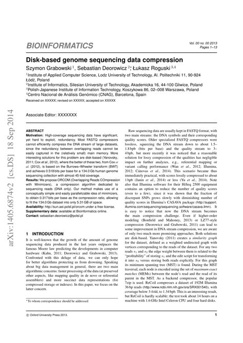pdf disk based genome sequencing data compression