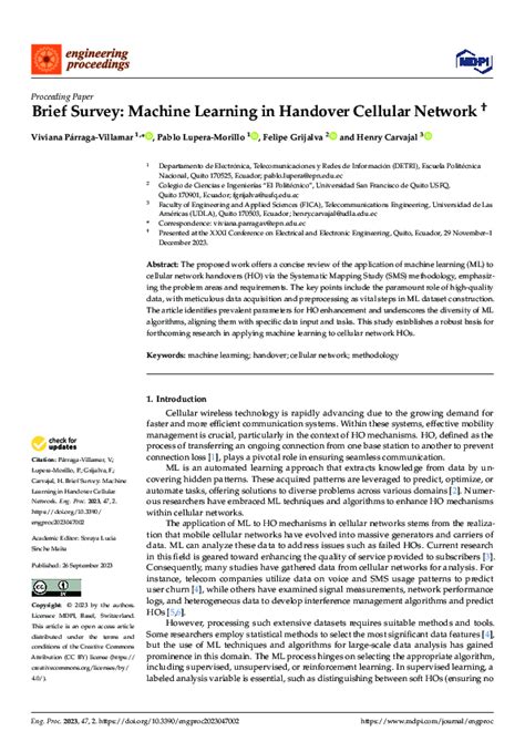 pdf brief survey machine learning in handover cellular network