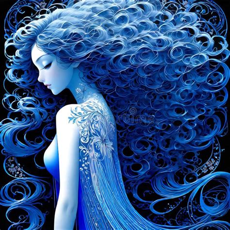 Beautiful Girl With Long Curly Hair In Golden Dress Vector