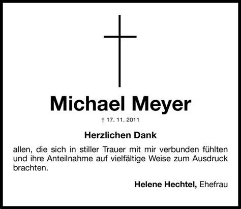 Traueranzeigen Von Michael Meyer Trauernnde
