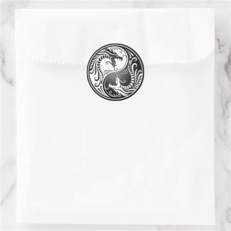 Yin Yang Dragons Classic Round Sticker Zazzle