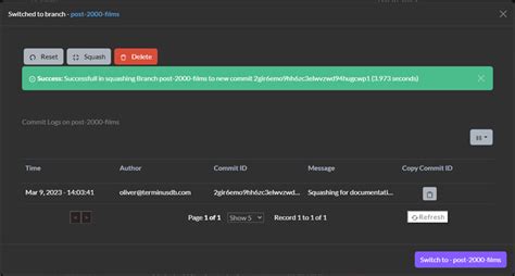 squash commits with the terminuscms dashboard