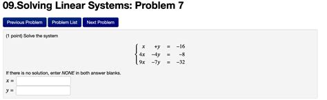 Solved 09solving Linear Systems Problem 7 1 Point Solve