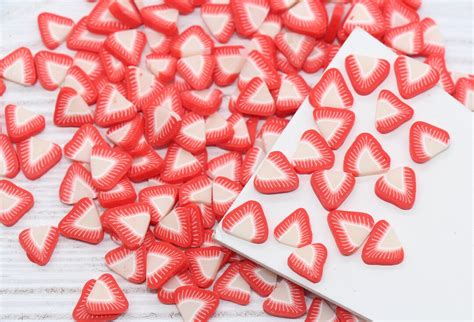 Large 10mm Strawberry Polymer Clay Sprinkles Sliced Strawberry Clay