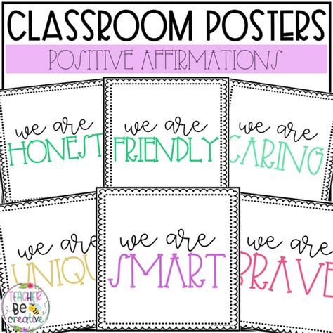 Positive Affirmation Classroom Posters Colorful By Teacher Be Creative