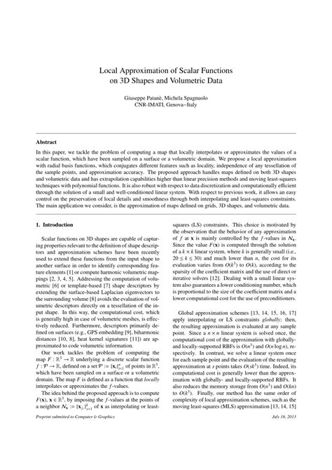 pdf local approximation of scalar functions on 3d shapes and
