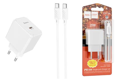 Сетевое зарядное устройство Usb C кабель Type C Hoco Cs13a Pd20w