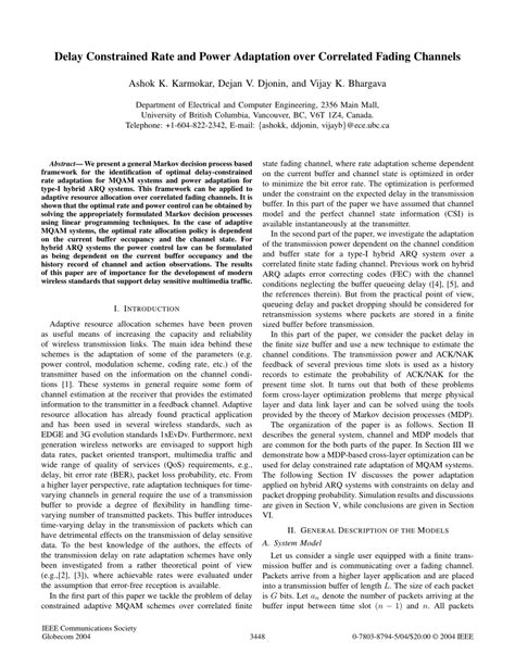 Pdf Delay Constrained Rate And Power Adaptation Over Correlated