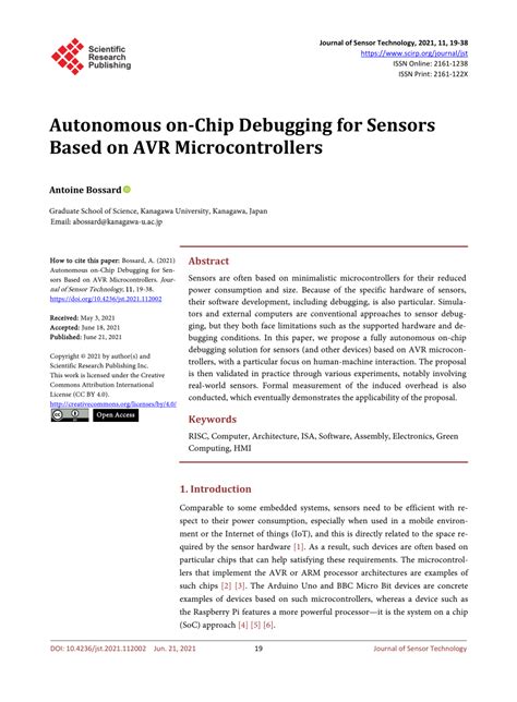 Pdf Autonomous On Chip Debugging For Sensors Based On Avr Microcontrollers