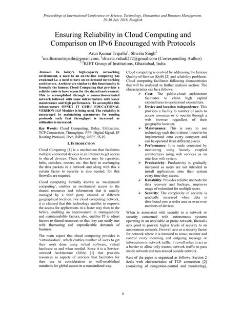 Pdf Ensuring Reliability In Cloud Computing And Comparison On Ipv6