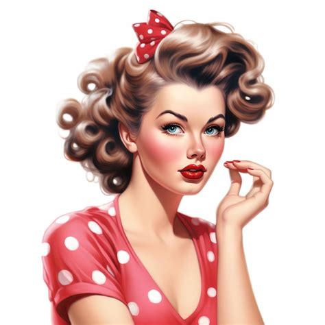 Premium Ai Image Style Retro Pin Up Girl Illustration