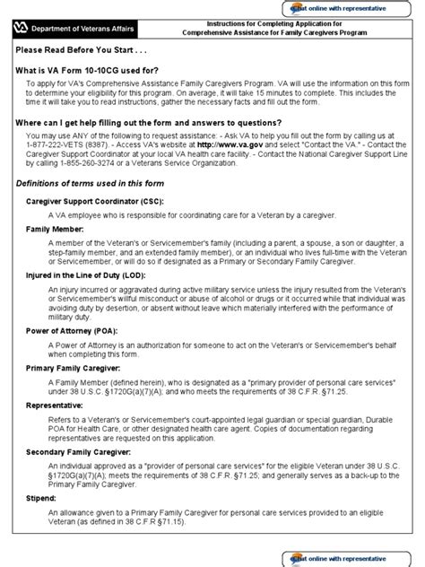 10 10cg Caregiver Application Pdf Veterans Health Administration
