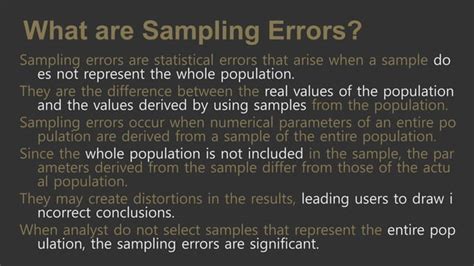 Errors In Sampling Types Examples And Concepts Pptx Science