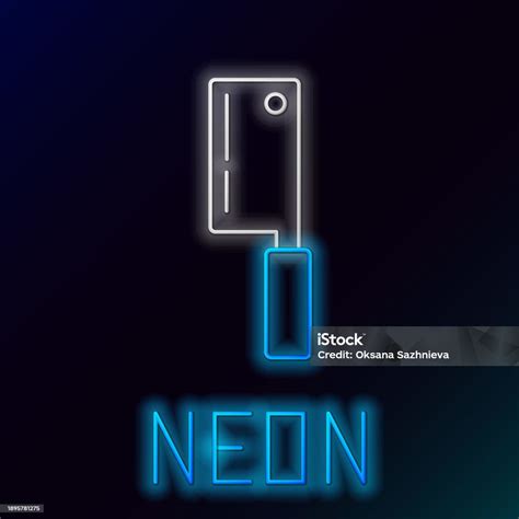 푸른 빛나는 네온 라인 고기 다지기 아이콘은 검은 배경에 고립되어 있습니다 고기용 부엌칼 정육점 칼 해피 할로윈 파티 다채로운