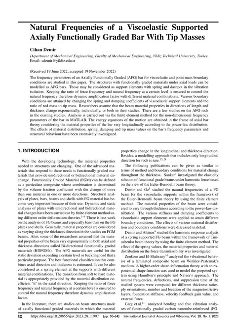 Pdf Natural Frequencies Of A Viscoelastic Supported Axially Functionally Graded Bar With Tip