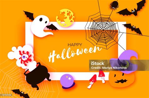 해피 할로윈 파티 호박 박쥐 뼈 유령과 신비한 밤 마법의 눈을 가진 마녀 가마솥 과자 안 주면 장난칠 거예요 직사각형