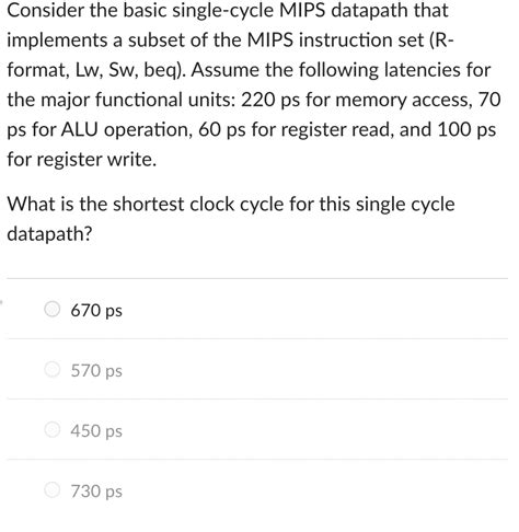 Solved Consider The Basic Single Cycle Mips Datapath That
