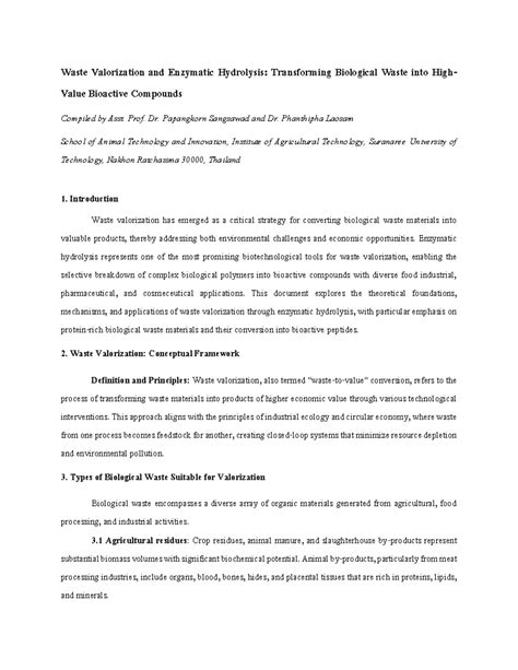Waste Valorization And Enzymatic Hydrolysis A Comprehensive Study