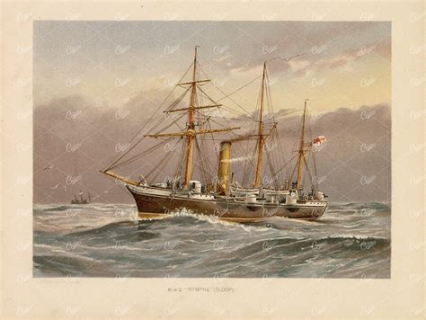 Hms Nymphe” Sloop 1892 Vintage Naval Ship Print Century Library