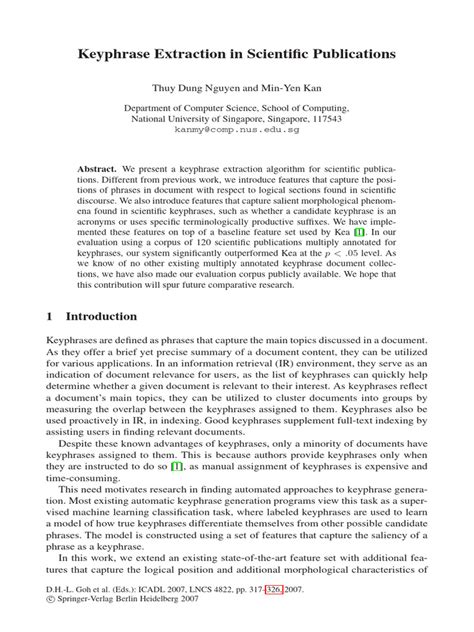 Keyphrase Extraction In Scientific Publications Pdf Theoretical Computer Science Science