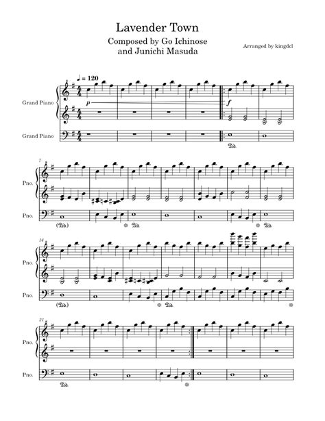 Lavender Town Pokemon Red And Blue Sheet Music For Piano Piano Duo