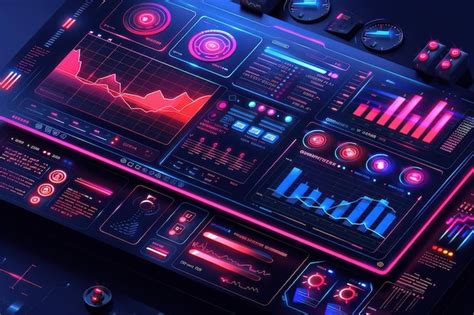 Colorful Data Visualization Dashboard At Night Premium Ai Generated Image