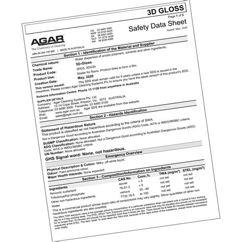 21 Reading Safety Data Sheets Agar Cleaning Systems Training