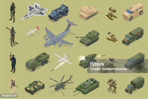 아이소 메트릭 군사 수송 군용 로켓 일제 사격 시스템 항공 운송 다중 로켓 발사기 헬리콥터 무인 전투 항공기 로켓 일제 사격 시스템 전쟁 드론 등측투영법에 대한 스톡 벡터