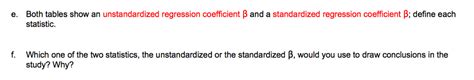 Both Tables Show An Unstandardized Regression