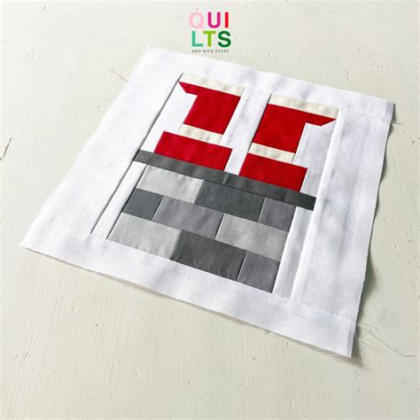 Pdf Quilt Block Pattern Chimney Christmas Quilt Christmas Present Etsy
