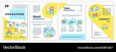 Hackathon Blue And Yellow Brochure Template Vector Image