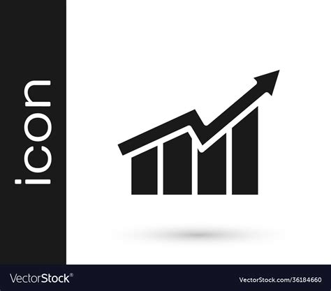Black Financial Growth Increase Icon Isolated Vector Image