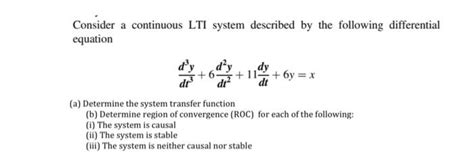 Solved Consider A Continuous Lti System Described By The