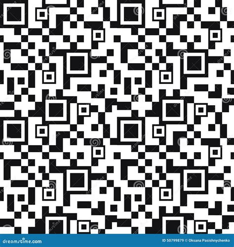 Qr Code Seamless Pattern Black Pixel Texture On White Background