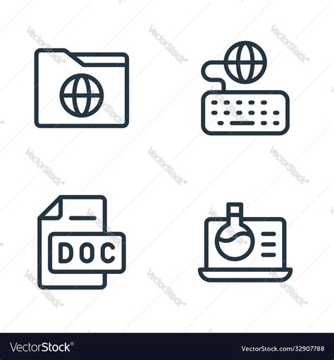 Online Learning Line Icons Linear Set Quality Vector Image