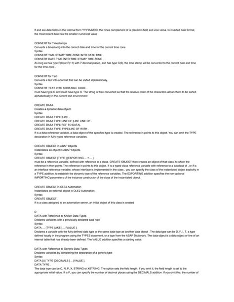 Complete List Of All Sap Abap Keywords Doc Programming Languages