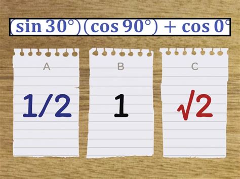 Trigonometric Ratios Of Special Angles Quiz
