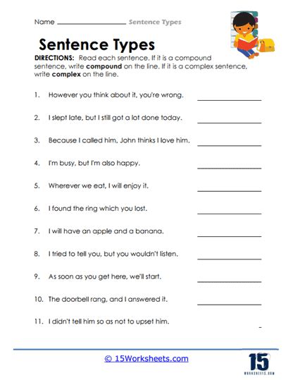 Sentence Types Worksheets 15 Worksheets Library