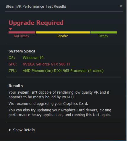 Gpu SteamVR Performance Test Says My GeForce GTX 980 Ti Is Not Ready