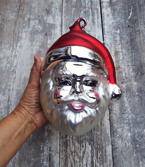 Large Dept 56 Santa Ornament Vintage Christmas Glass Ornaments Santa