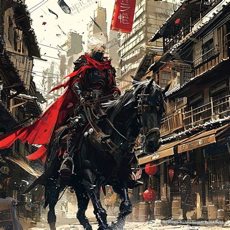 Ai创作图岳飞牵马 日韩厚涂插画 金马坊插画 Cg插画 厚涂插画 设计参考长陵武士 战旗与烈马 东方绘风 Cg绘画作品 原画设定 芳年武者无类 仓术插画 日韩厚涂 岳飞满江红 出征战马