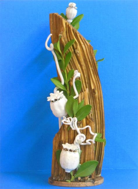 Cut And Dried Celosia Stem Wooden Sculpture