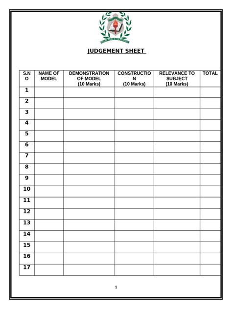Judgement Sheet Pdf