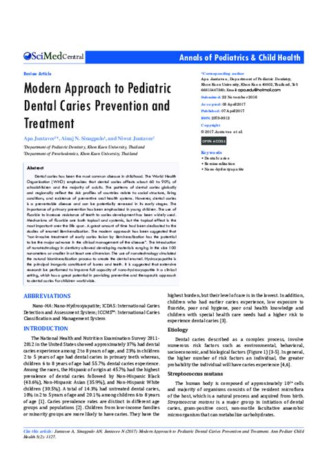 Pdf Modern Approach To Pediatric Dental Caries Prevention And Treatment