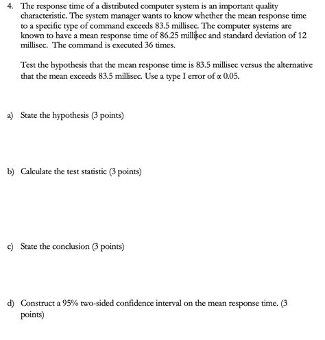 solved 4 the response time of a distributed computer system