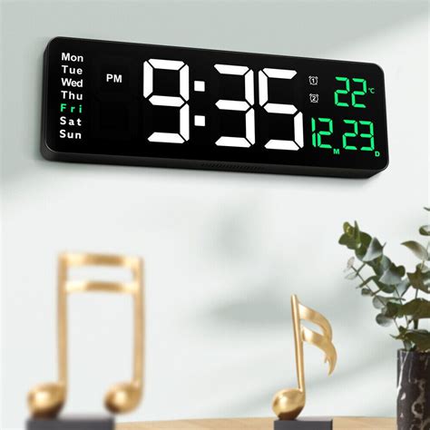 Led Large Digital Wall Clock Temperature Date Day Display Usb Andremote Control Uk Ebay Wall