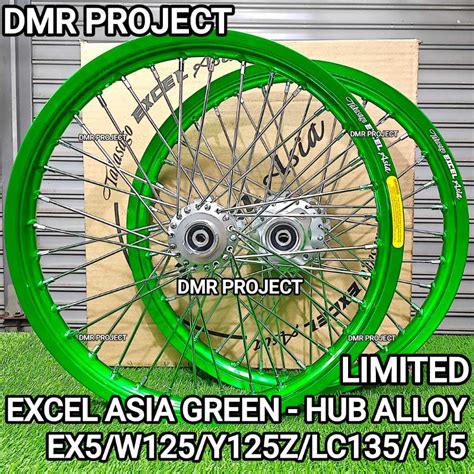 [excel Asia Green Hub Custom] Y15 Y16 Y125z Lc135 Lcv8 Lc5s Excel Asia Alloy Rim Limited Green