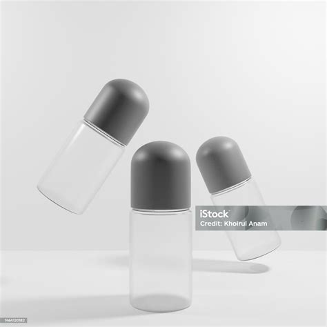 그림 3d 렌더링 데오도란트 병 모형 디자인 가짜 탈취제 병 데오도란트 포장 탈취제는 흰색 배경에 분리됩니다 0명에 대한 스톡