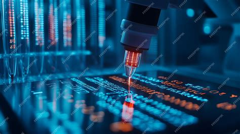Dna Sequencing Machine At Work In A Sterile Lab Glowing With Digital Data Streams Premium Ai