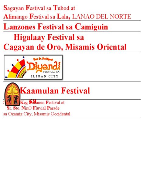 Sagayan Festival Sa Tubod At Pdf